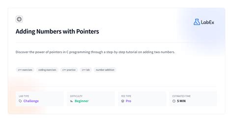 Adding Numbers With Pointers Labex