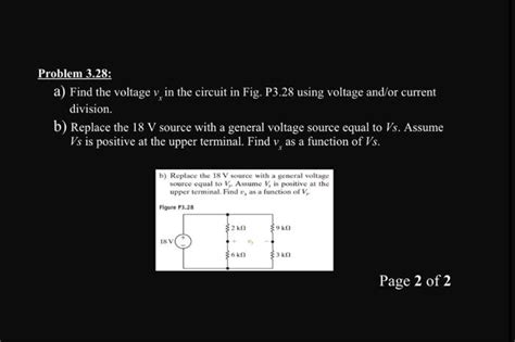 Problem 328 A Find The Voltage Vx In The Circuit In Fig P328 Using