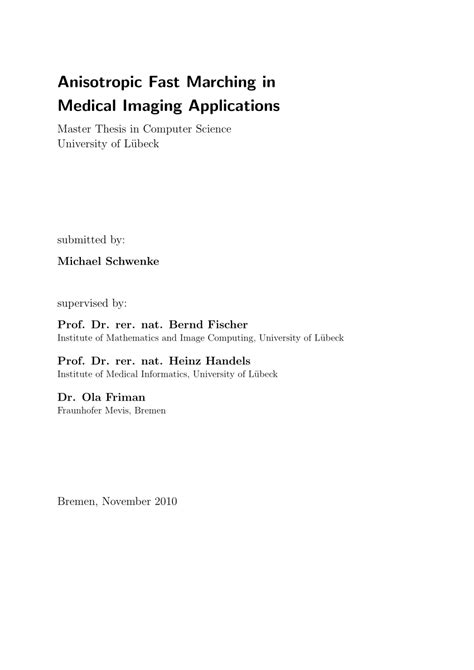Pdf Anisotropic Fast Marching In Medical Imaging Applications