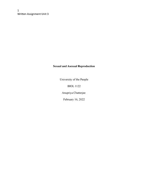 Sexual And Asexual Reproduction In Organisms Studocu