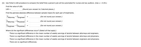 Solved Use Fisher S LSD Procedure To Compare The Belief That Chegg Com