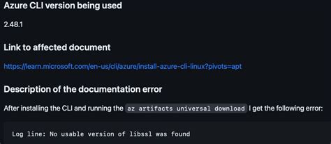 az cli calls unsupported lib for ubuntu 20 04 · issue 26338 · azure