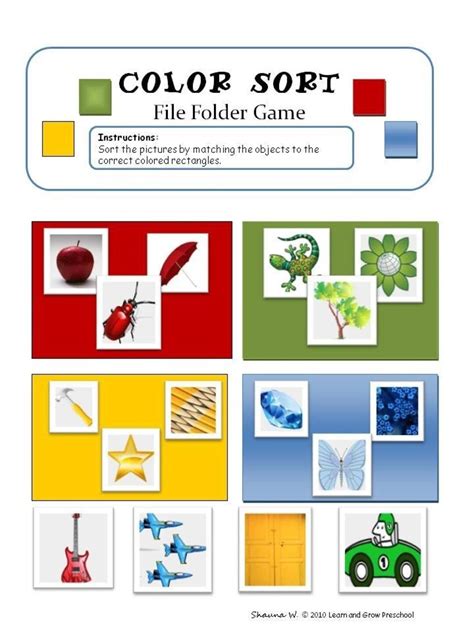 Color Sort File Folder Game Etsy