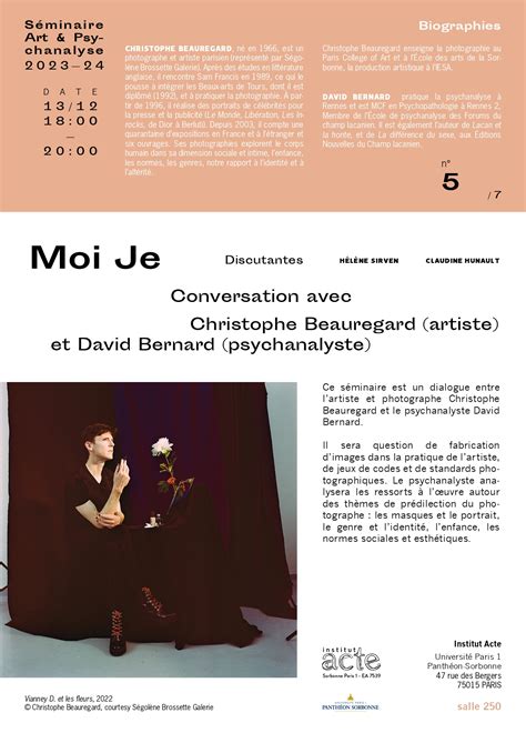 Art And And Psychoanalysis Seminar By Photography Faculty Christophe