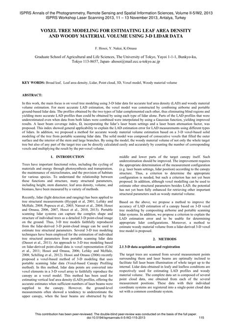 Pdf Voxel Tree Modeling For Estimating Leaf Area Density And Woody