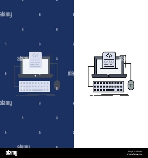 code coding computer monoblock screen flat color icon vector stock