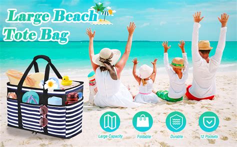 Juyano Extra Large Beach Bag For Women With Zip Waterproof Beach Tote
