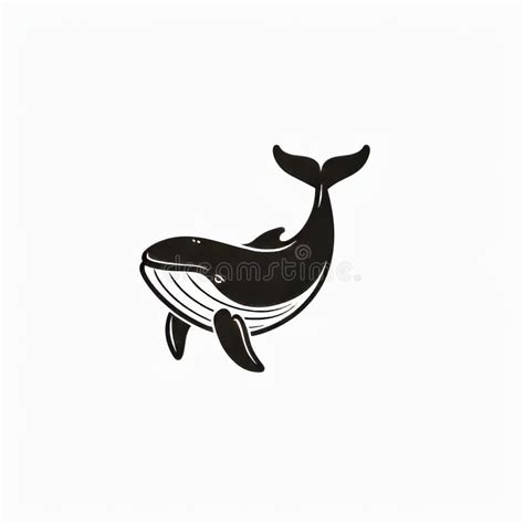 Logotipo Vectorial Liso Con Diseño De Ballena Minimalista Stock De