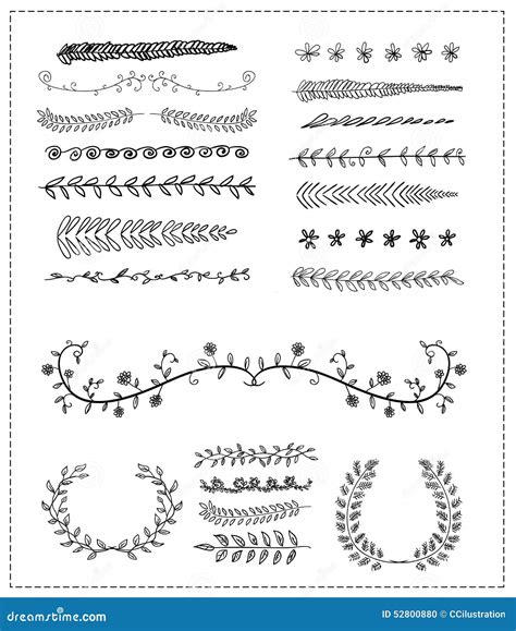 hand drawn vector line border set design element stock vector