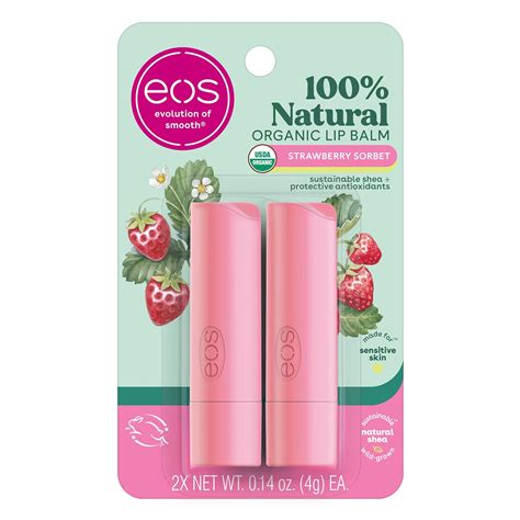 Buy Eos 2 Piece Organic Lip Balm Stick Strawberry Sorbet 0 28 Ounce Online At Low Prices In