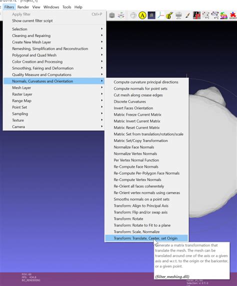 Updating Origin Of Meshes With Meshlab Revthat