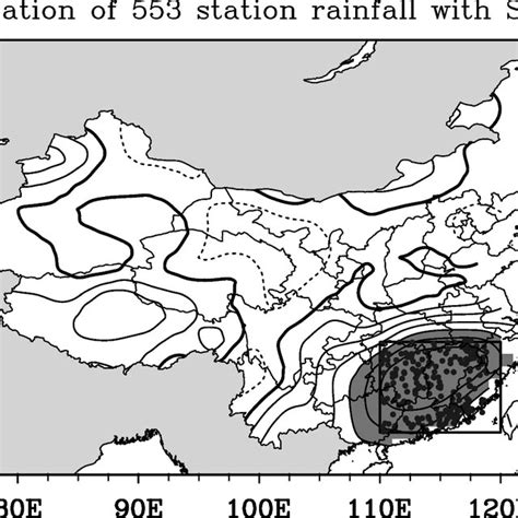 Correlation Map Showing The Average Of Rainfall At 74 Stations In Sec