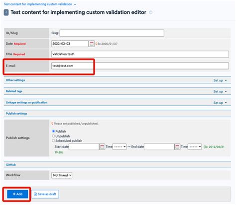 implementing custom validation in content structure with custom