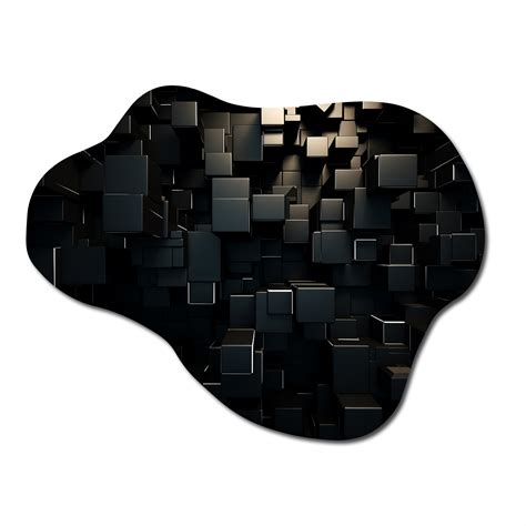 Ivy Bronx 3d Black Brick Cube Dimensions Modern Geometric Cloud Shape Assymterical Metal Wall