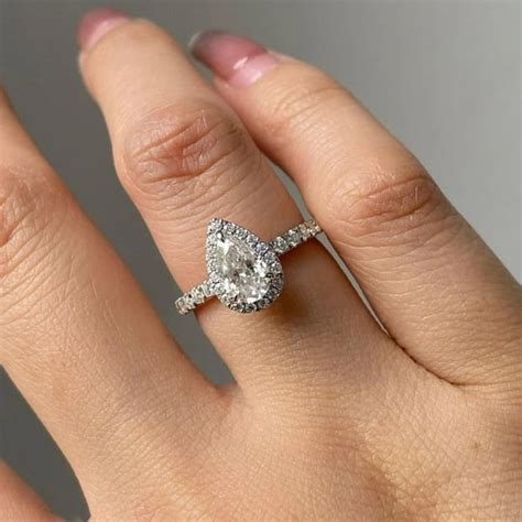 Cora Jewellery 1ct Pear Moissanite Halo Engagement Ring For Women 10k