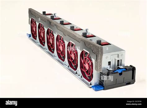 Six Fan Cage Assembly Backplane Board Computer Hard Drive Components Tech Isolated White