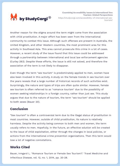Examining Accessibility Issues In International Sex Tourism Global Perspectives Free Essay