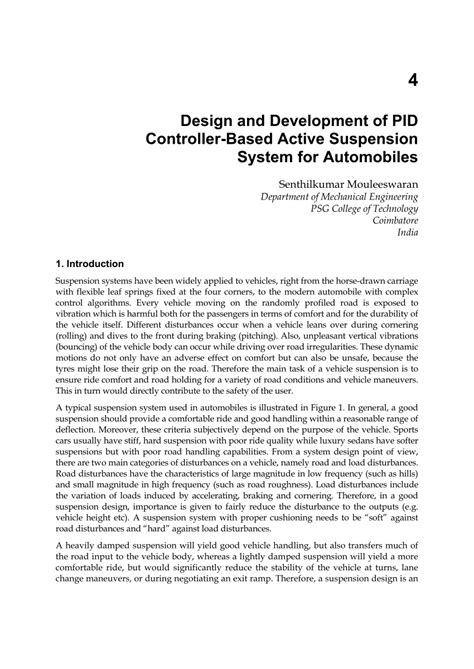 Pdf Design And Development Of Pid Controller Based Active Suspension System For Automobiles