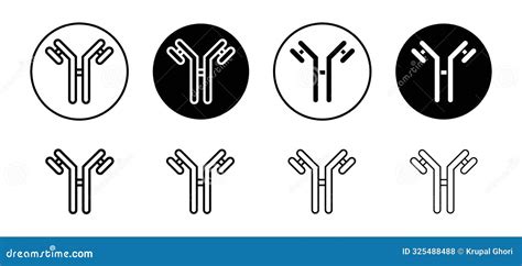Antibody Vector Icon Set Collection Antibody Outline Flat Icon Stock