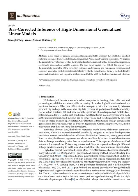 pdf bias corrected inference of high dimensional generalized linear