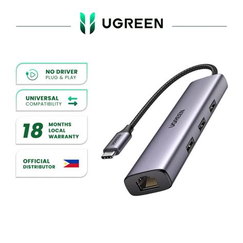 Ugreen Usb C To 3× Usb3 0 Hub Rj45 1000m Ethernet Adapter Usb C To 4 Port Usb 3 0 Hub Ph