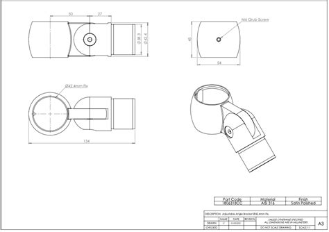 Sleeve Fit Adj Angle Bracket 424mm 316l Deck Supermarket