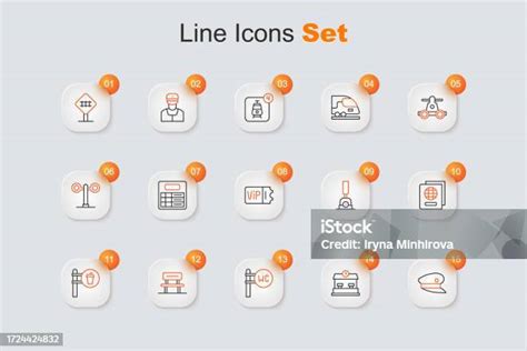 기차 운전사 모자 기차역 화장실 대기실 카페 및 레스토랑 위치 여권 철도 및 티켓 아이콘을 전환하기위한 화살표를 설정하십시오 벡터 가정의 방에 대한 스톡 벡터 아트 및 기타