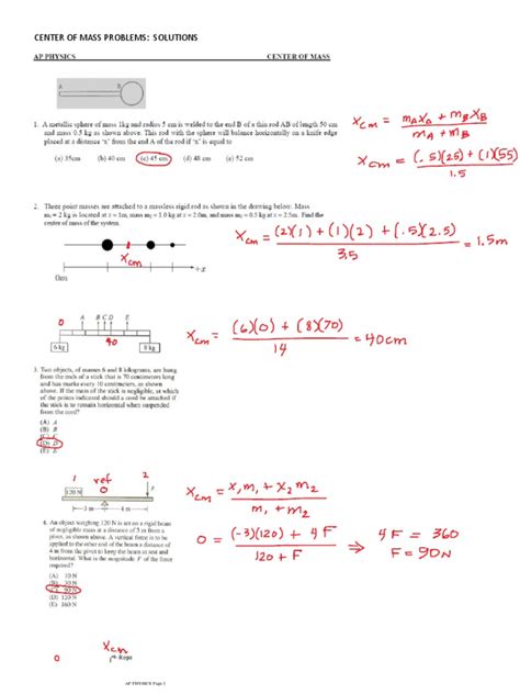 Center Of Mass Problems Solutions Pdf Pdf