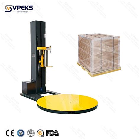 12 30 Pallets Hour Pallet Wrapper Powered Pre Stretch Film Carriage