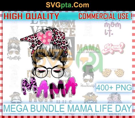 Mega Bundle Mama Life Png Mom Shirt Design Mama Leopard Png Blessed