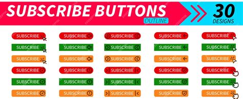 Premium Vector Complete Set Of Subscribe Buttons With Hand Pointer Arrow Pointer And Other