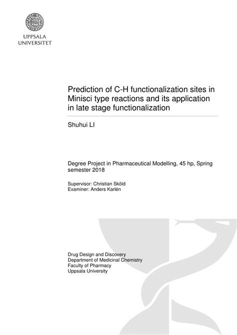 Pdf Prediction Of Ch Functionalization Sites In Minisci Type Of