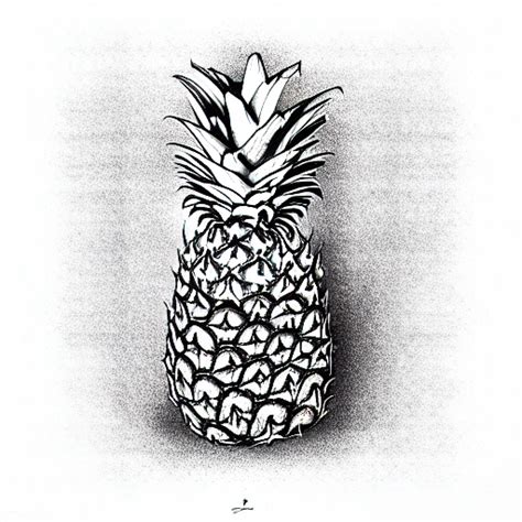 Black And White Pineapple Tattoo