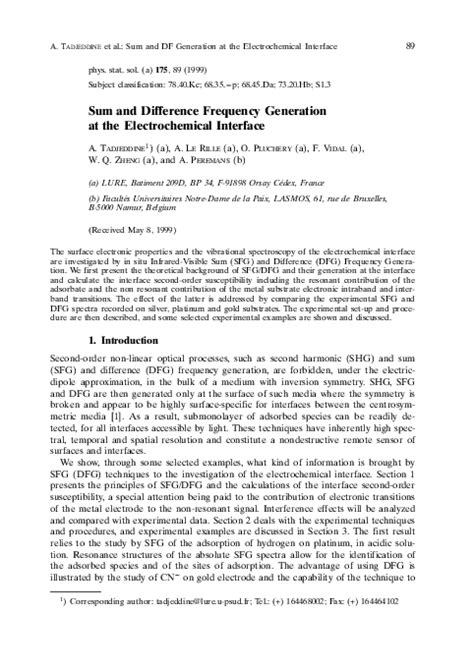 Pdf Sum And Difference Frequency Generation At The Electrochemical Interface