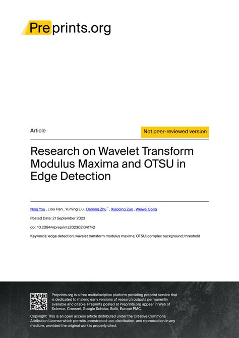Pdf Research On Wavelet Transform Modulus Maxima And Otsu In Edge