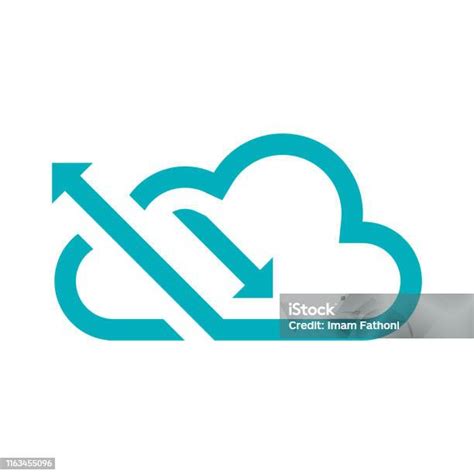 왼쪽을 향한 위쪽 및 아래쪽 화살표가있는 로고 녹색 클라우드 회사 또는 기업 산업을위한 로고 클라우드 통계 및 데이터 스토리지 다양한 온라인 및 오프라인 인쇄 프로모션 광고