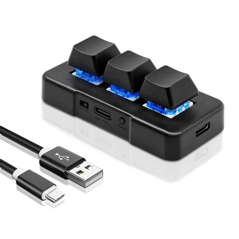 3 Key Mini Customized Keyboard Macro Progammable USB 2 4G Wireless BT 3 Mode USB Type C Wired K