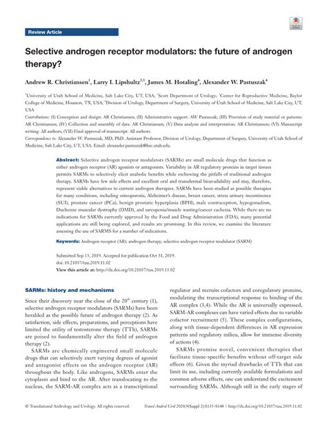 Selective Androgen Receptor Modulators The Future Of Androgen Therapy