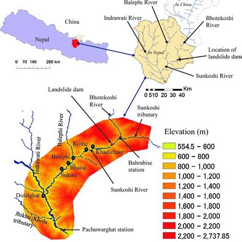 Estimated Flood Inundation Areas Due To Sunkoshi Landslide Dam Breach Download Scientific