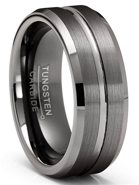 Metal Masters Tungsten Carbide Ring Gunmetal Wedding Band 8mm