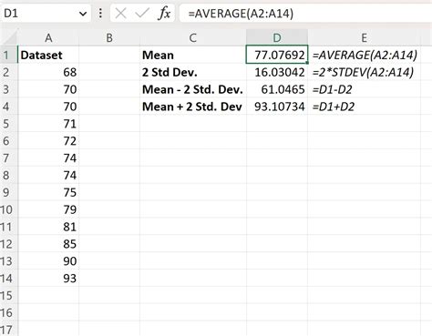 Cara Menghitung 2 Standar Deviasi Di Excel Statologi