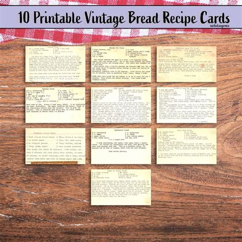 Instant Digital Download Vintage Bread Recipe Cards Etsy