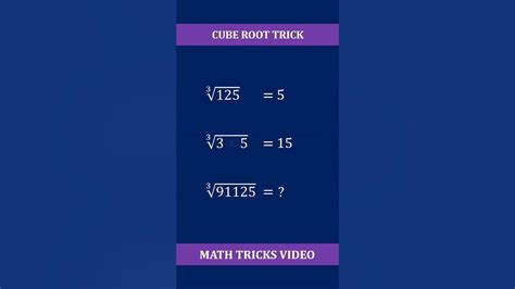 Cube Root Trick Math Trick Tricky Roots Youtube