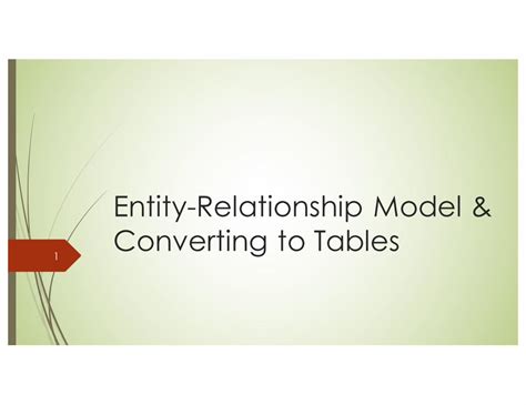 Pdf Entity Relationship Model And Converting To Tables · ´ For Each