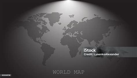 점선된 빈 검은 세계에 고립 된 회색 배경 지도 웹사이트 인포 그래픽 디자인에 대 한 세계 지도 벡터 템플릿 라운드 도트 일러스트 평평한 지구 세계 지도입니다 0명에 대한