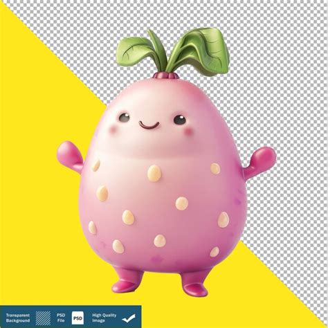 Cute Yam Character 3d Isometric Render White Background Png Psd