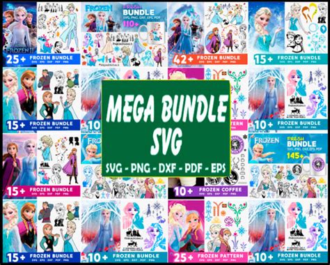 Disney Frozen Fresh Mega Bundle Svg Elsa Svg Anna Svg Sno Inspire Uplift