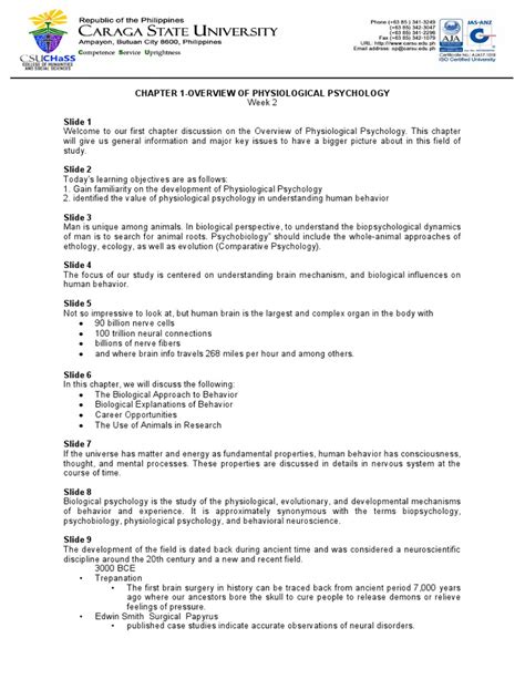 Script Overview Of Physiological Psychology Pdf Behavioral