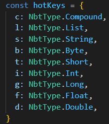 NBT Data Type Hotkey Additions Issue 36 Misode Vscode Nbt GitHub
