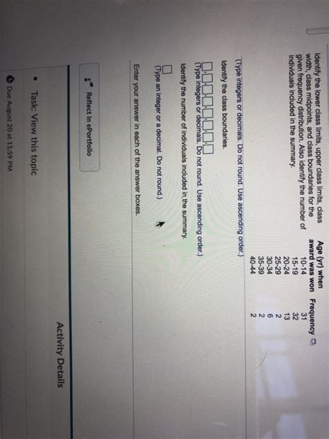 Solved Identify The Lower Class Limits Upper Class Limits